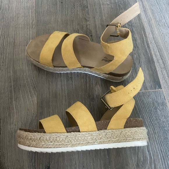 Shoes | Mustard Yellow Platform Sandals | Poshmark
